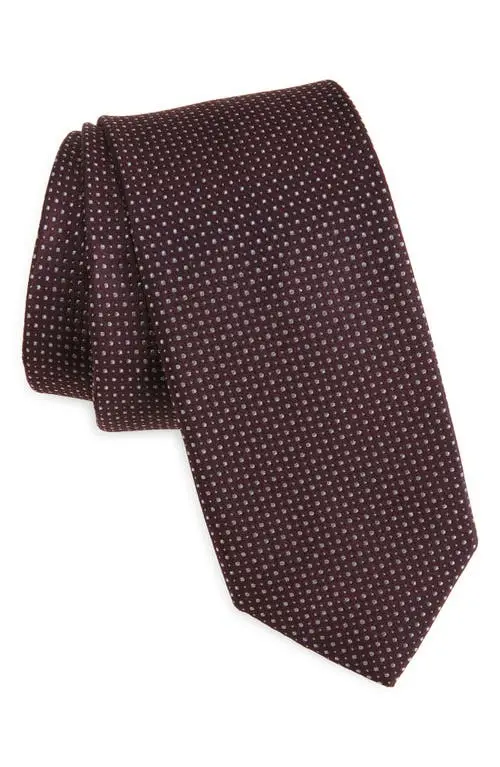Nordstrom Grady Micro Dot Silk Neck Tie - Burgundy