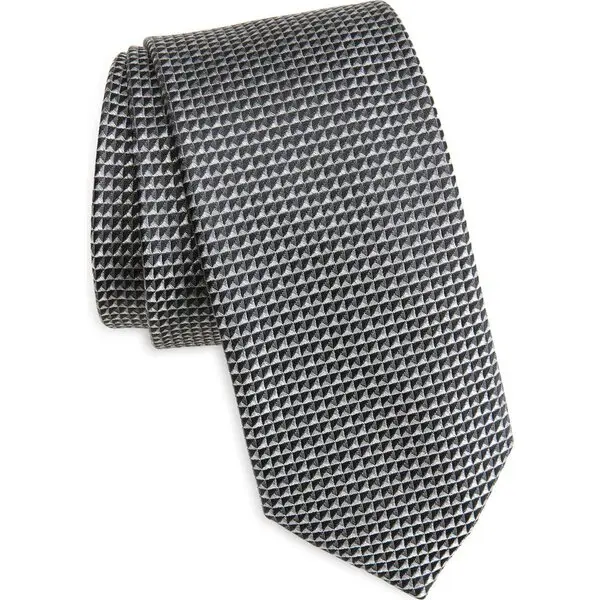 Nordstrom Langley Geometric Pattern Silk Jacquard Neck Tie - Gray