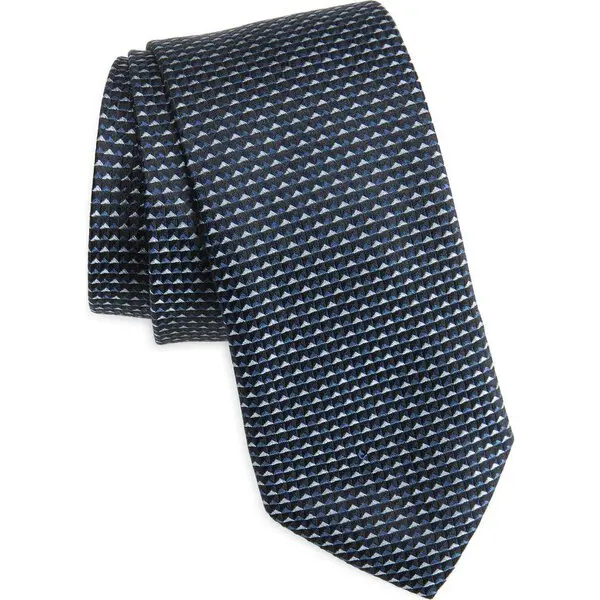 Nordstrom Langley Geometric Pattern Silk Jacquard Neck Tie - Navy