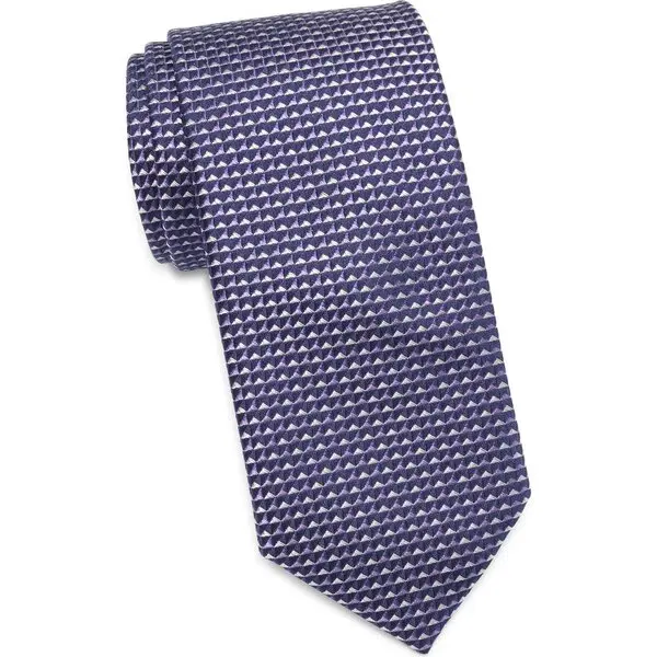 Nordstrom Langley Geometric Pattern Silk Jacquard Neck Tie - Purple