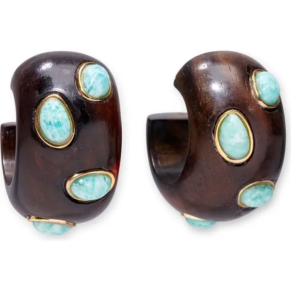 LIZZIE FORTUNATO Acacia Amazonite Hoop Earrings - Brown Multi