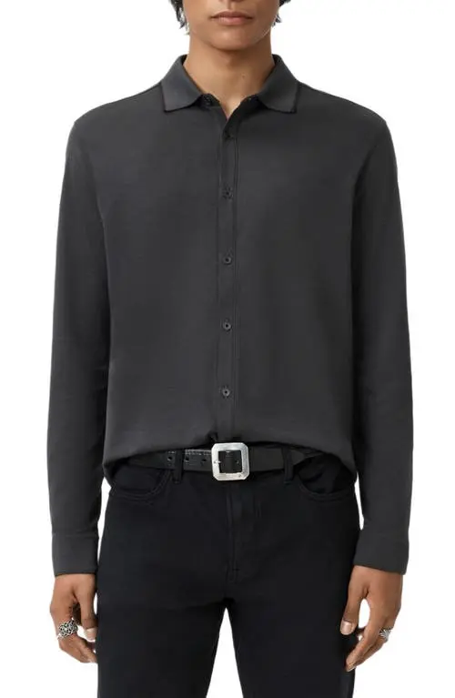 John Varvatos Drewce Bird's Eye Button-up Shirt - Charcoal