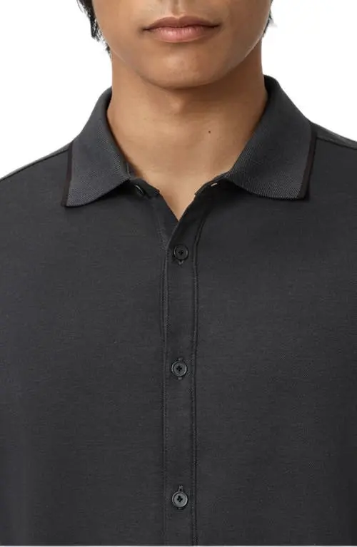 John Varvatos Drewce Bird's Eye Button-up Shirt - Charcoal