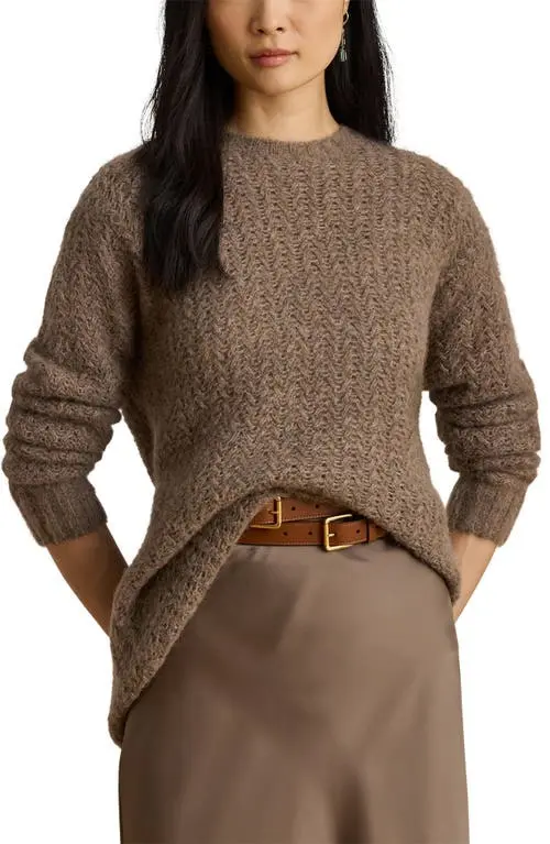 Ralph Lauren Oversized Open Stitch Sweater - Taupe Brown Heather