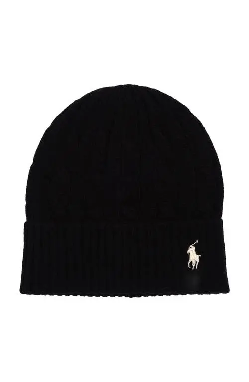 Polo Ralph Lauren Wool Cashmere Cable Beanie - Black