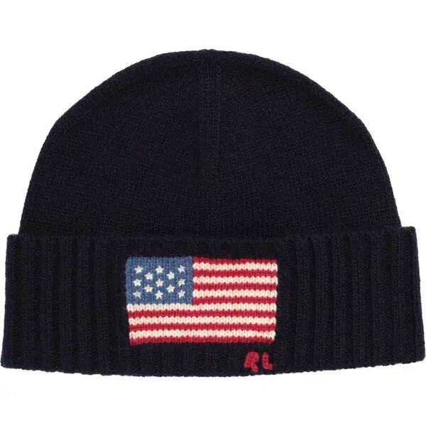 Ralph Lauren Rl Flag Beanie - Collection Navy
