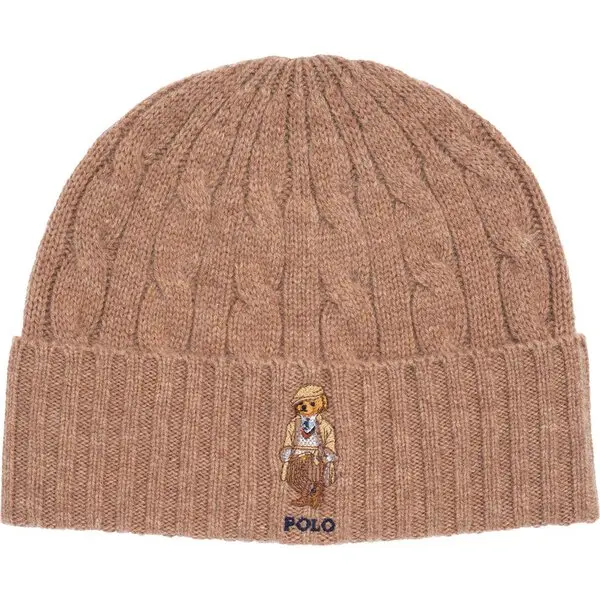 Ralph Lauren Charles Bear Cable Beanie - Italian Heather