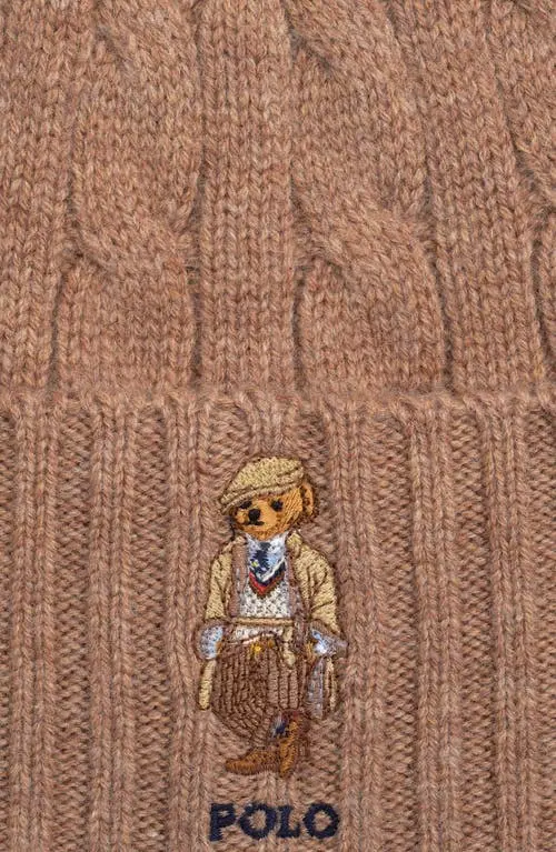 Polo Ralph Lauren Charles Bear Cable Beanie - Italian Heather
