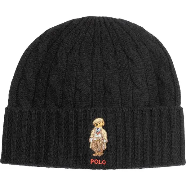 Ralph Lauren Charles Bear Cable Beanie - Polo Black