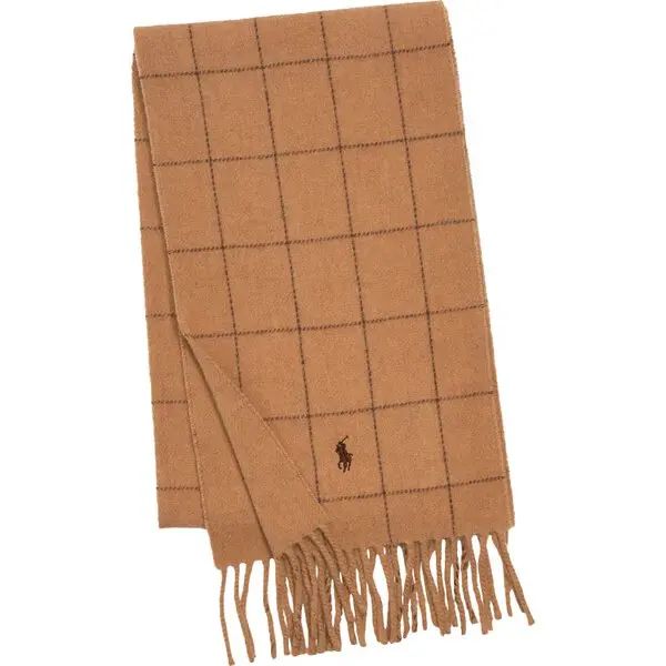 Polo Ralph Lauren Reversible Windowpane Scarf - Camel/teak