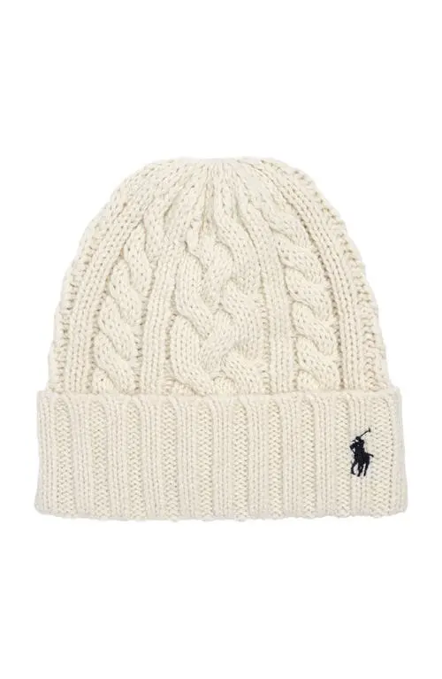 Ralph Lauren Recycled Cable Knit Beanie - Chic Cream