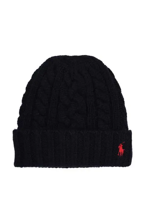 Ralph Lauren Recycled Cable Knit Beanie - Collection Navy
