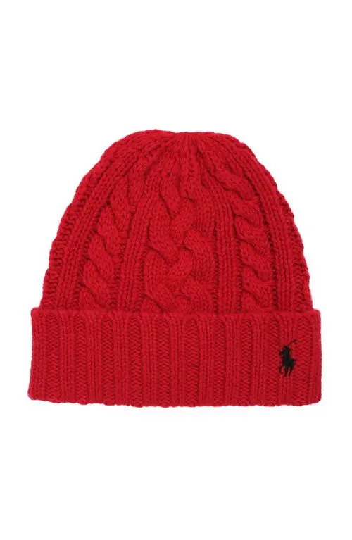 Ralph Lauren Recycled Cable Knit Beanie - Rl 2000 Red
