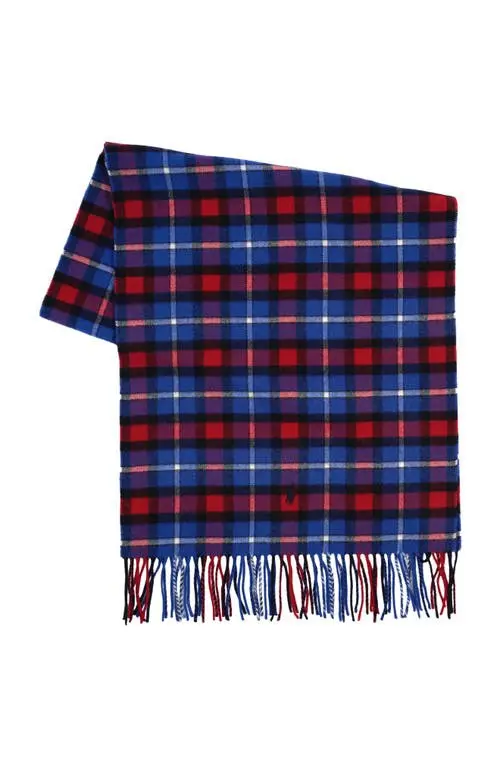 Polo Ralph Lauren Plaid Wool And Cashmere Scarf - Blue/red Multi