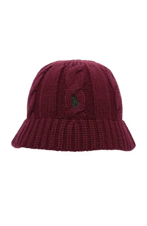 Polo Ralph Lauren Cable Knit Bucket Hat - Rich Ruby
