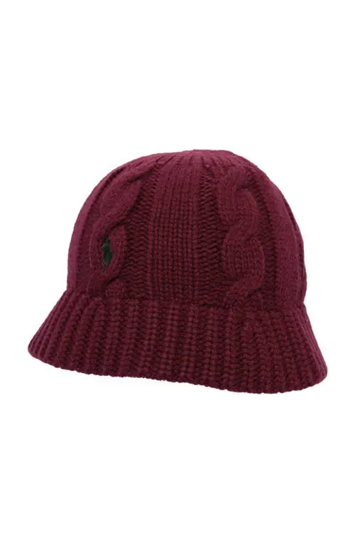 Polo Ralph Lauren Cable Knit Bucket Hat - Rich Ruby