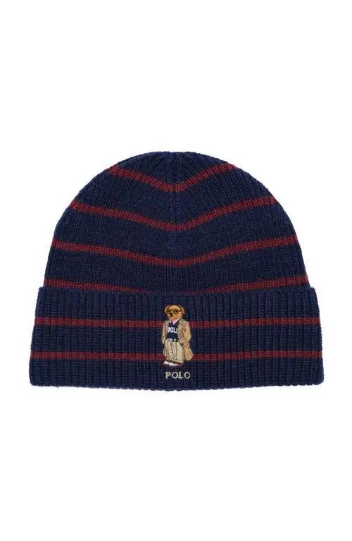 Ralph Lauren Polo Bear Beanie - Navy/wine