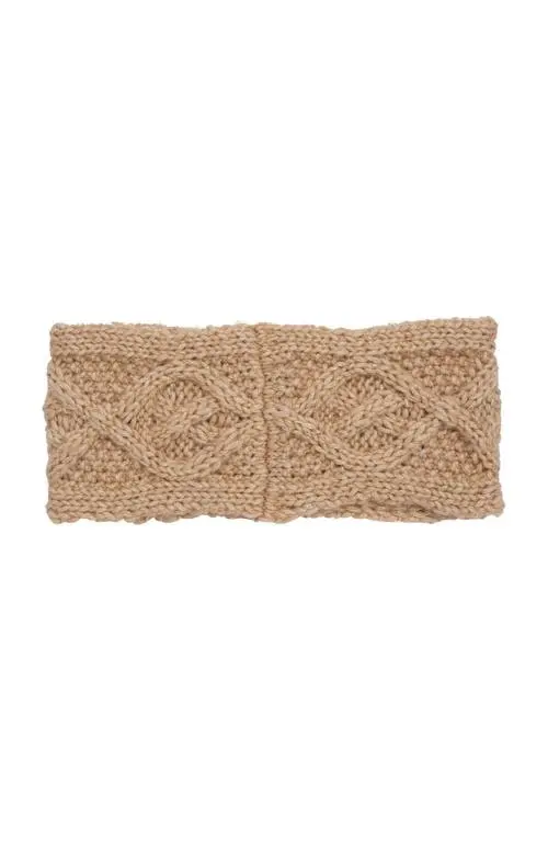 Ralph Lauren Large Cable Knit Headband - Camel/gold