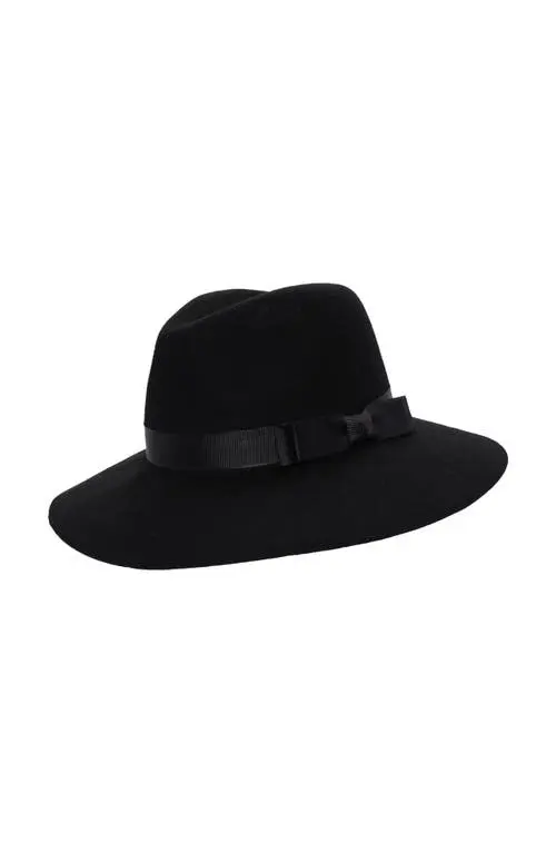 Ralph Lauren Felted Fedora With Double Ribbon - Black