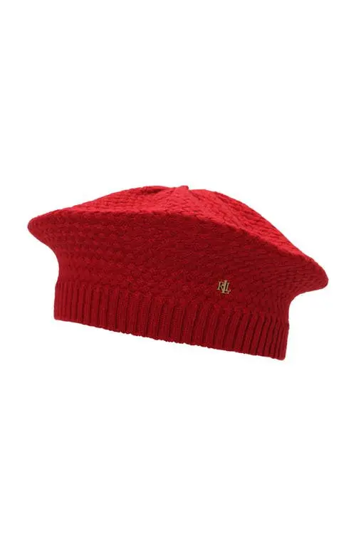 Ralph Lauren Basket Knit Beret - Ralph Red