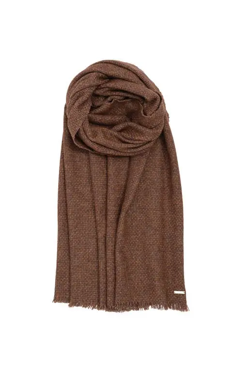Ralph Lauren Soft Basket Weave Scarf - Warm Brown Heather