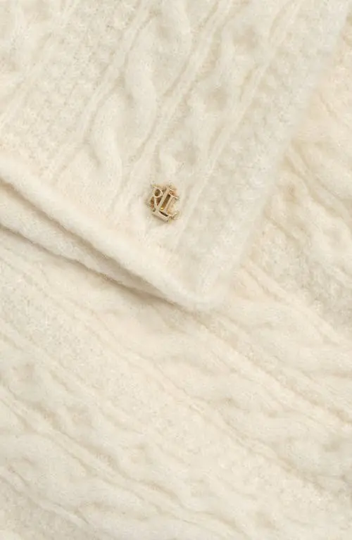 Ralph Lauren Cable Knit Slouchy Beanie - Cream