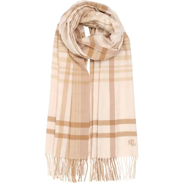 Ralph Lauren Exploded Plaid Scarf Update - Cream/camel