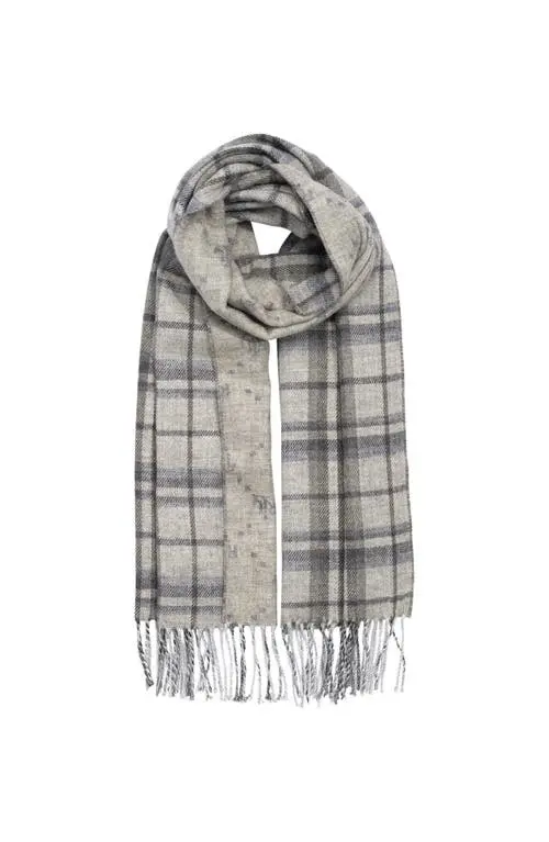 Ralph Lauren Plaid And Logo Double Face Scarf - Grey Plaid