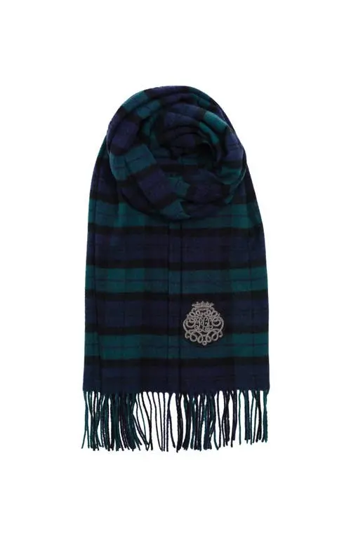 Ralph Lauren Wool Plaid Scarf With Patch