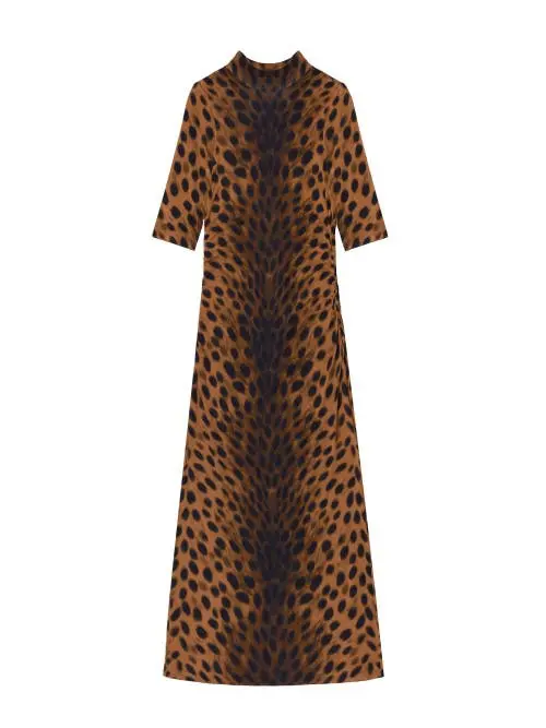 RO&ZO Mock Neck Jersey Animal Print Dress