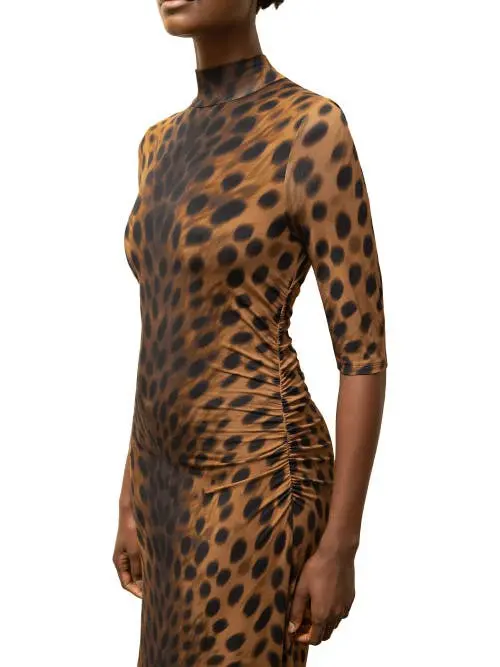 RO&ZO Mock Neck Jersey Animal Print Dress