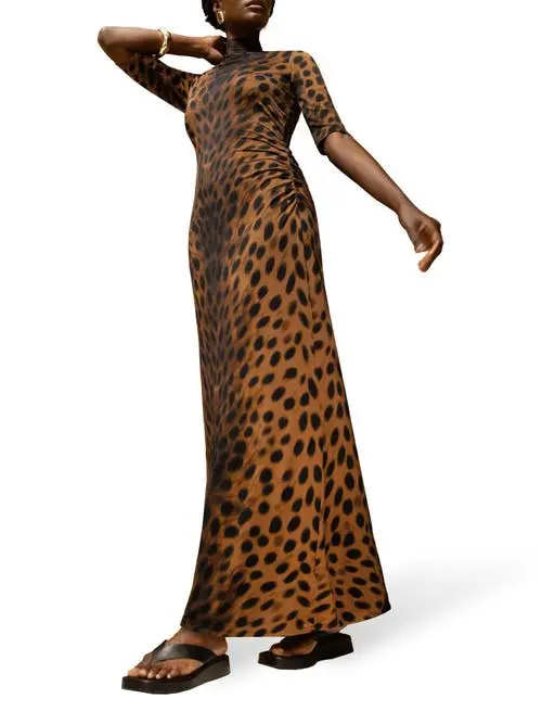 RO&ZO Mock Neck Jersey Animal Print Dress