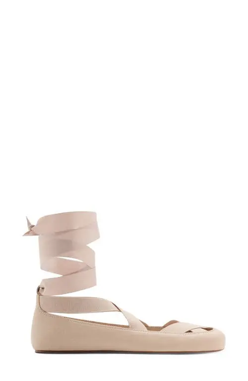 Mango Ankle Wrap Ballet Flats - Ecru
