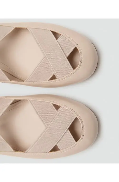 Mango Ankle Wrap Ballet Flats - Ecru
