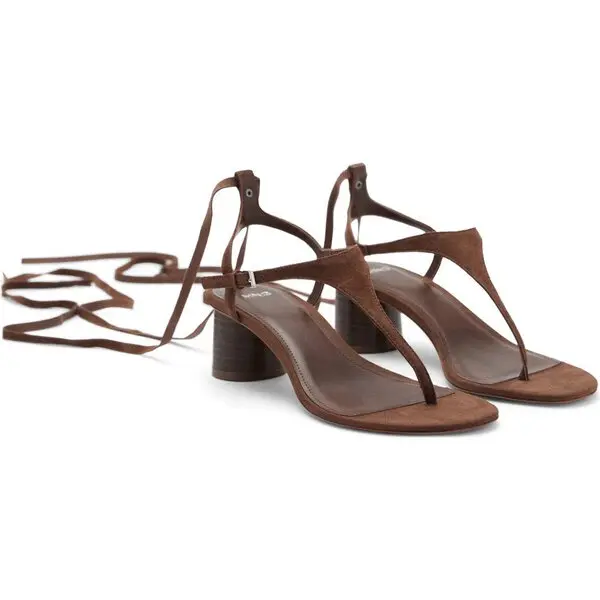 Mango Ankle Wrap Sandal - Chocolate