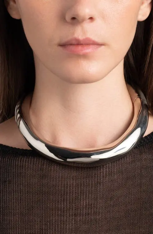 Alexis Bittar Molten Hinged Collar Necklace - Silver