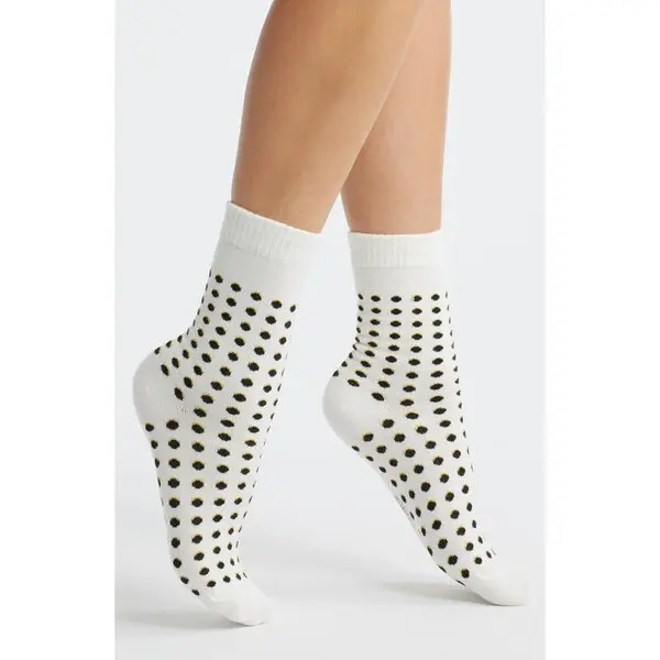 STEMS Polka Dot Crew Socks - Black White
