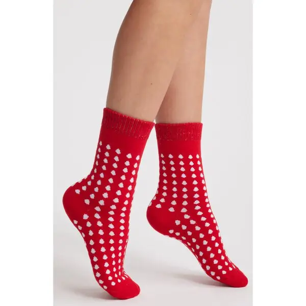 STEMS Polka Dot Crew Socks - Red White