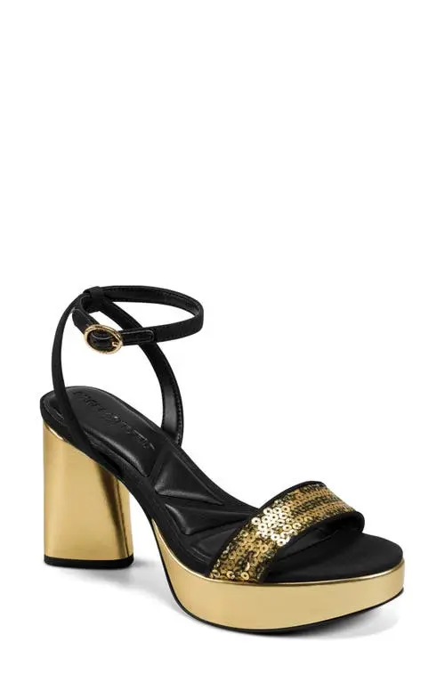 Karl Lagerfeld Paris Haden Ankle Strap Sandal - Gold/black