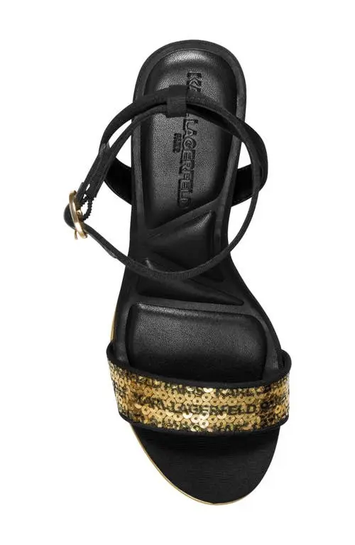 Karl Lagerfeld Paris Haden Ankle Strap Sandal - Gold/black