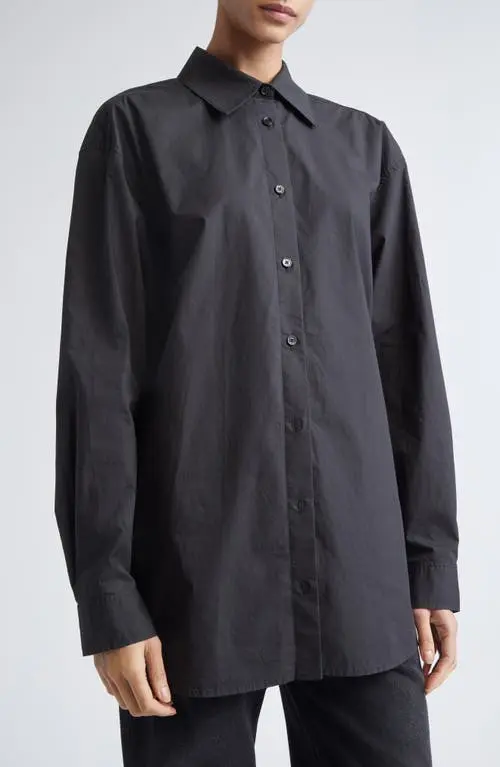 TOTEME Classic Tumbled Cotton Button-up Shirt - Washed Black