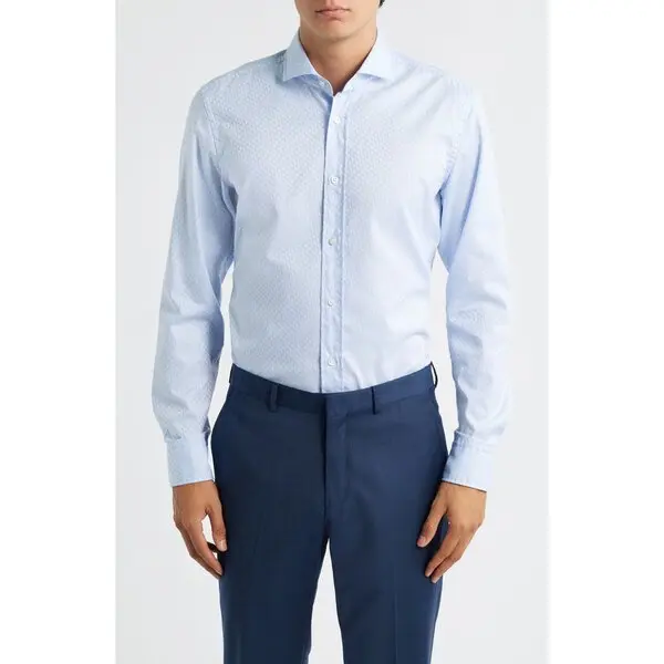 BOSS Hank Slim Fit Cotton Dress Shirt - Light/pastel Blue