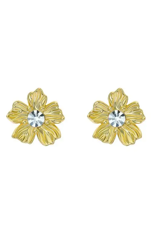 Ted Baker London Petulia Flower Stud Earrings - Gold Tone/clear Crystal