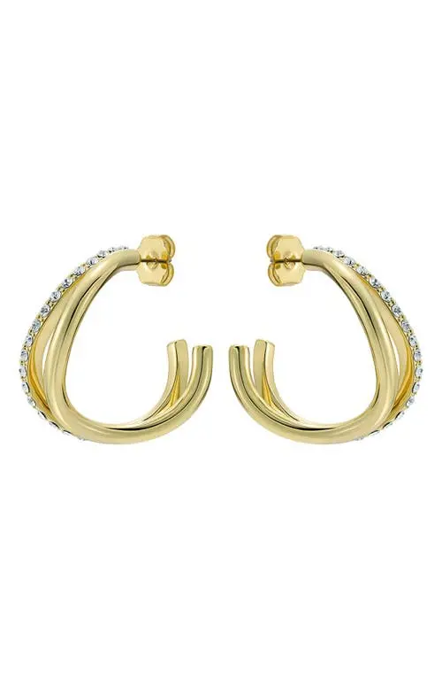 Ted Baker London Wayva Pavé Crystal Hoop Earrings - Gold Tone/clear Crystal