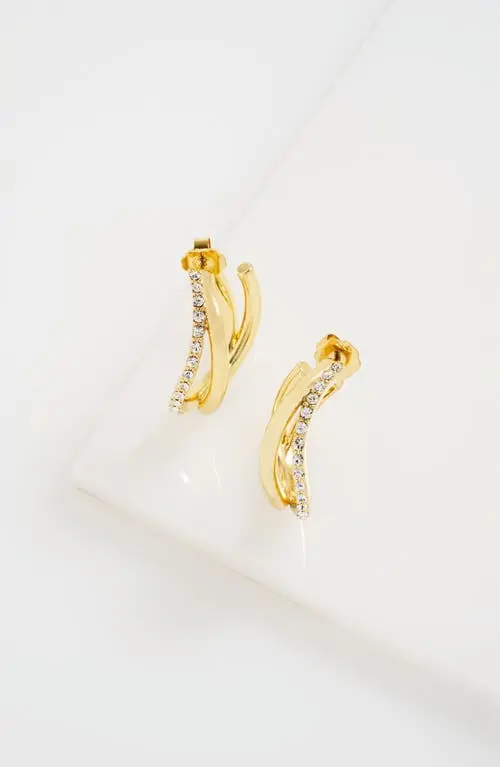 Ted Baker London Wayva Pavé Crystal Hoop Earrings - Gold Tone/clear Crystal