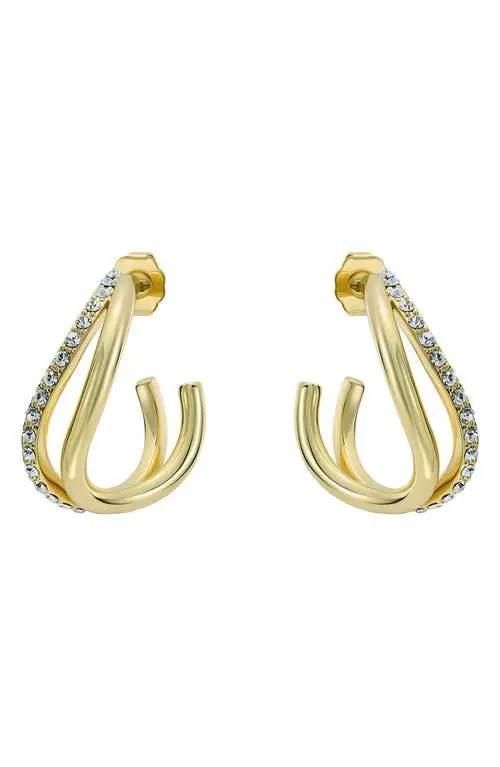 Ted Baker London Wayva Pavé Crystal Hoop Earrings - Gold Tone/clear Crystal