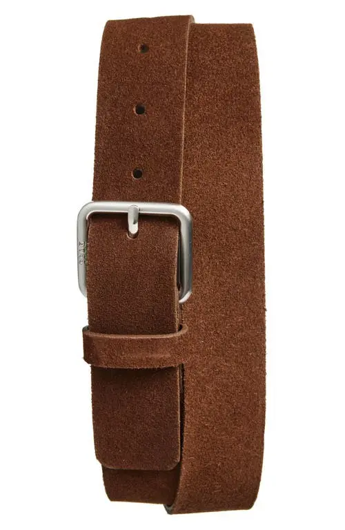 BOSS Suede Belt - Medium Brown