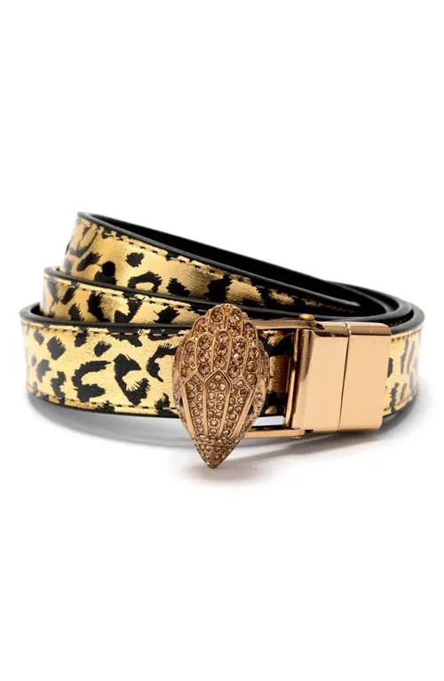 Kurt Geiger Metallic Leopard Reversible Belt - Gold