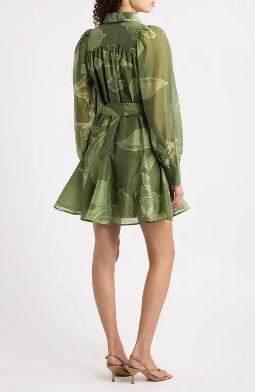 CIEBON Silvie Long Sleeve Tie Belt Shirtdress