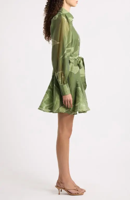 CIEBON Silvie Long Sleeve Tie Belt Shirtdress